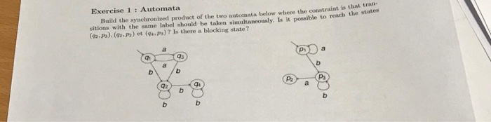 Solved Exercise 1: Automata Build the synchronized product | Chegg.com