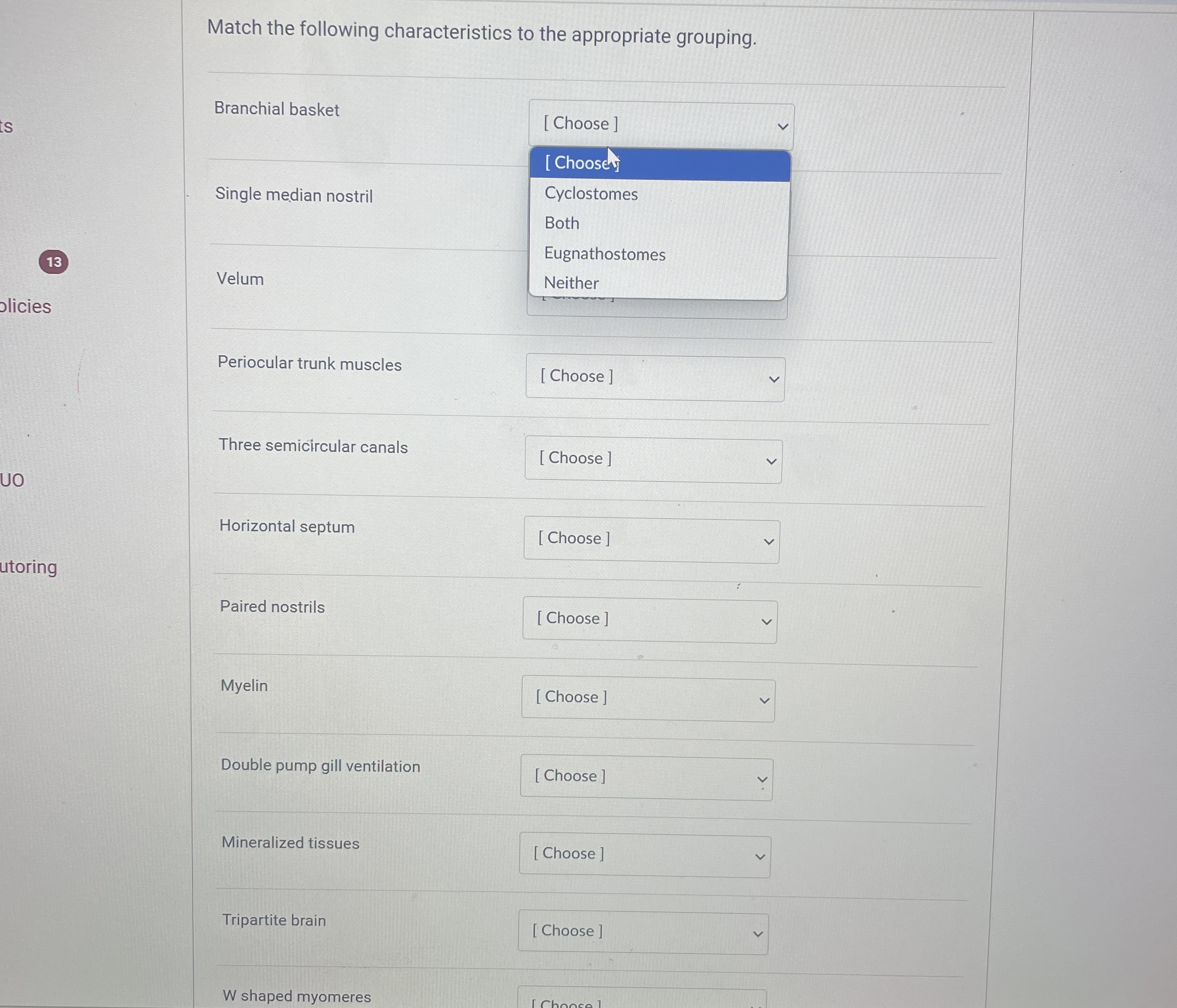 Solved Match the following characteristics to the | Chegg.com