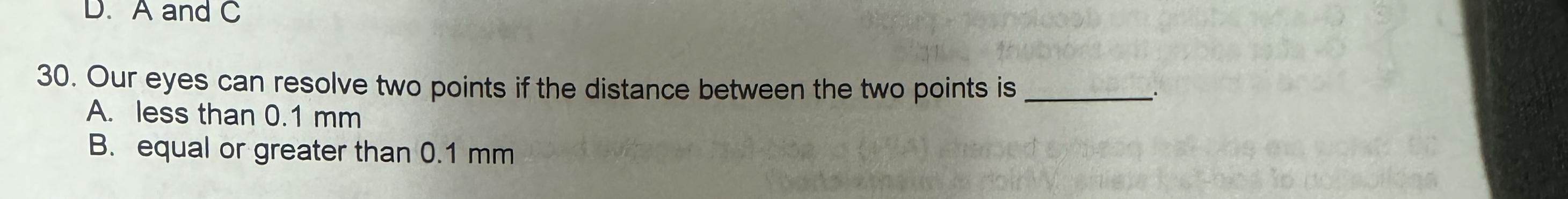 Solved Our eyes can resolve two points if the distance | Chegg.com