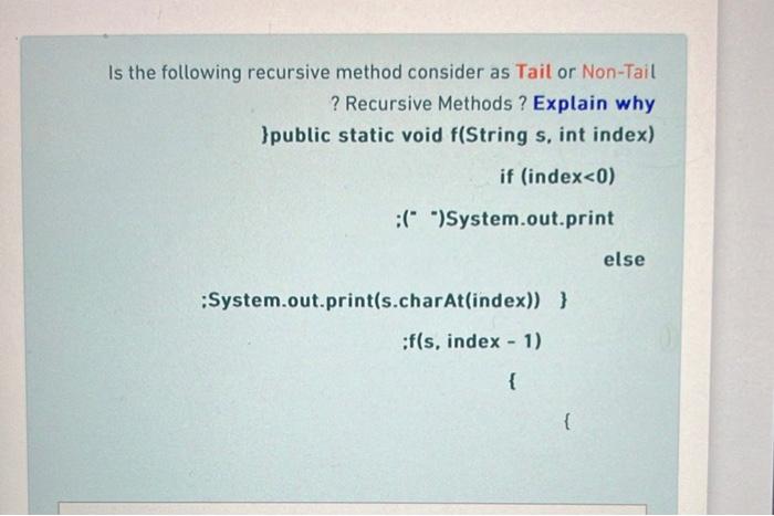 Solved :Consider the following recursive method } int | Chegg.com