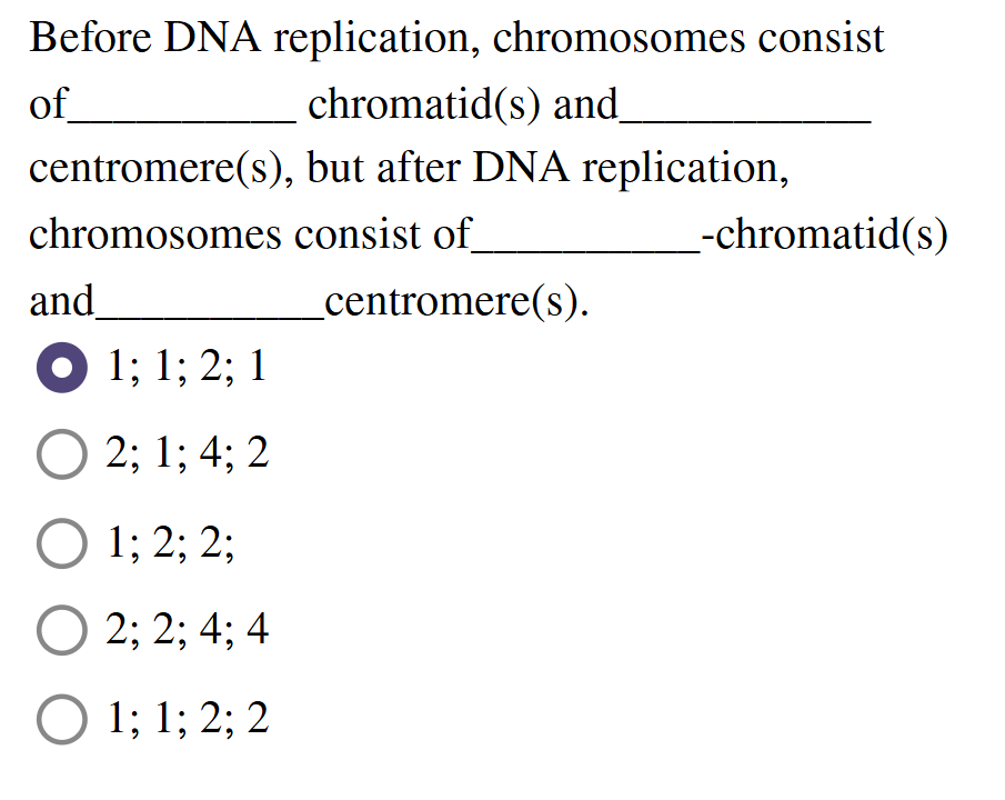 Solved toBefore DNA replication, chromosomes | Chegg.com