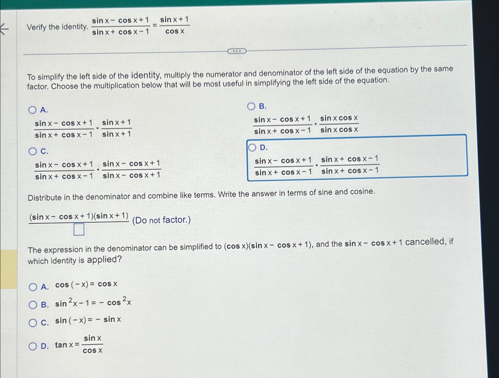 Solved Verify the identity. | Chegg.com