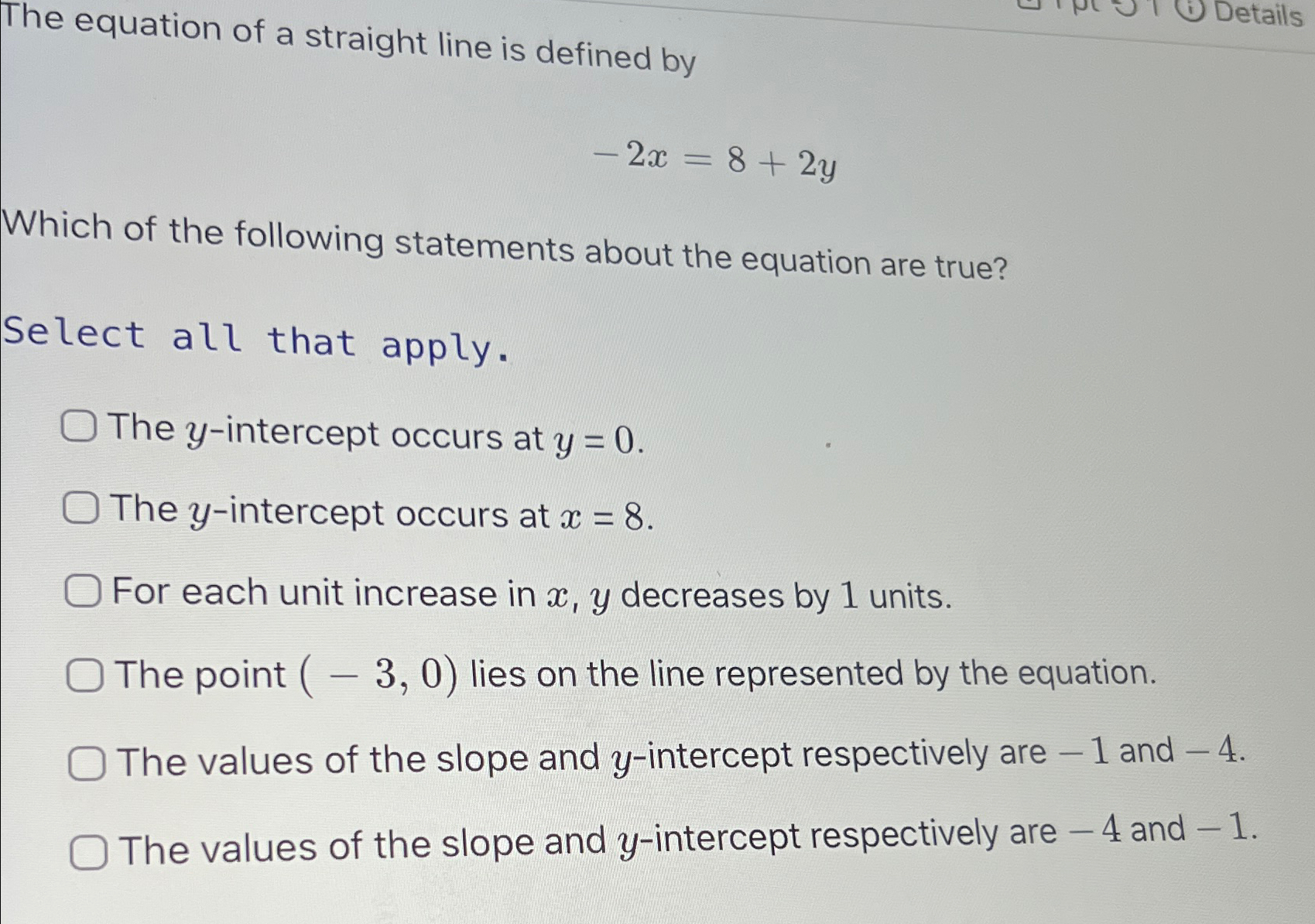 Solved The equation of a straight line is defined | Chegg.com