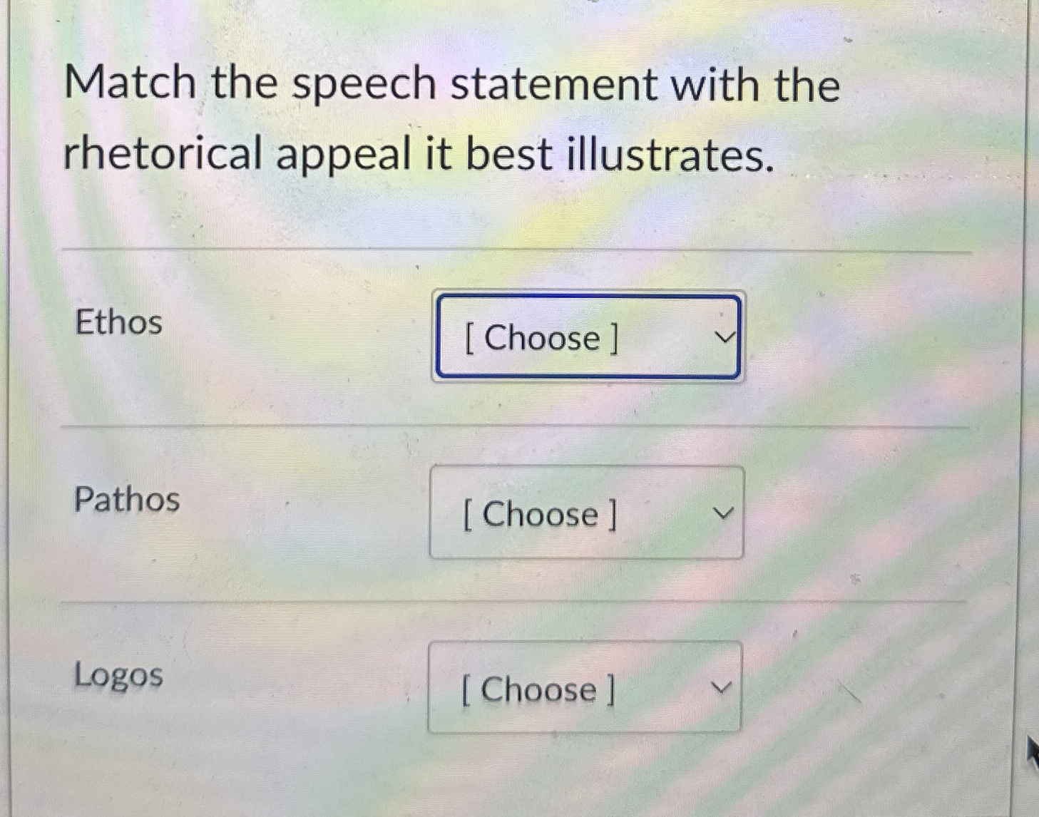 Solved Match the speech statement with the rhetorical appeal | Chegg.com