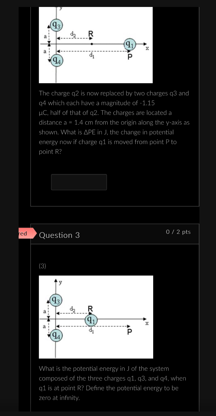 Solved A point charge q2 = -2.3 ﻿C is fixed at the origin of | Chegg.com
