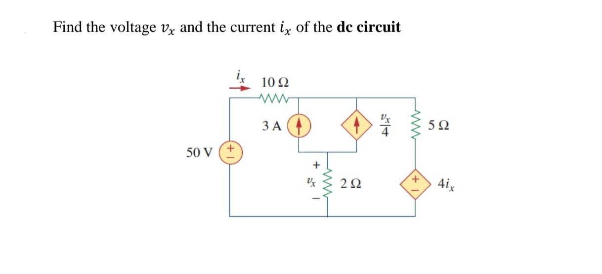 Solved Find the voltage vx and the current ix of the dc | Chegg.com