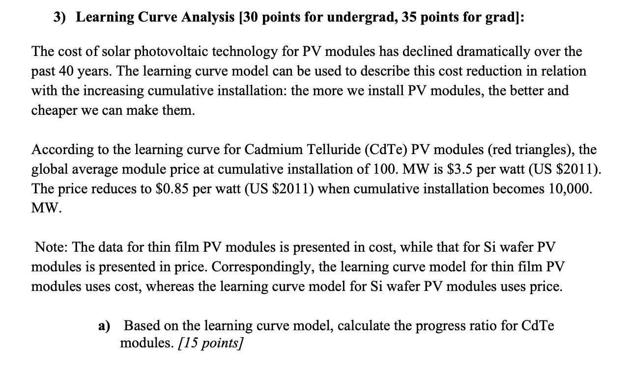 Solved Learning Curve Analysis:The cost of solar | Chegg.com