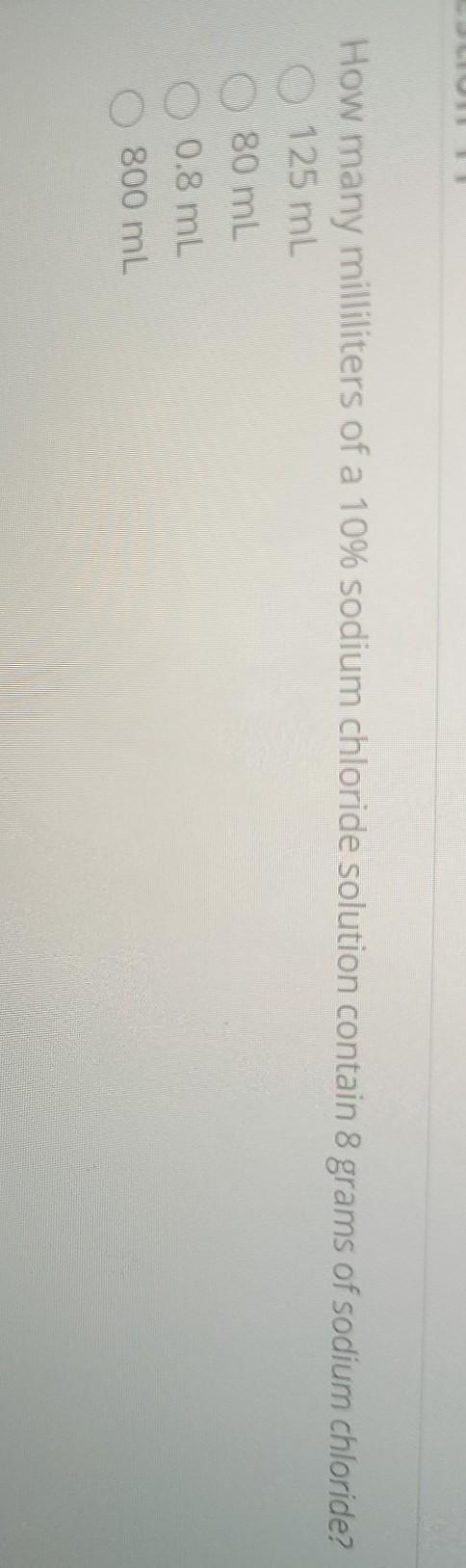Solved How many milliliters of a 10% sodium chloride | Chegg.com