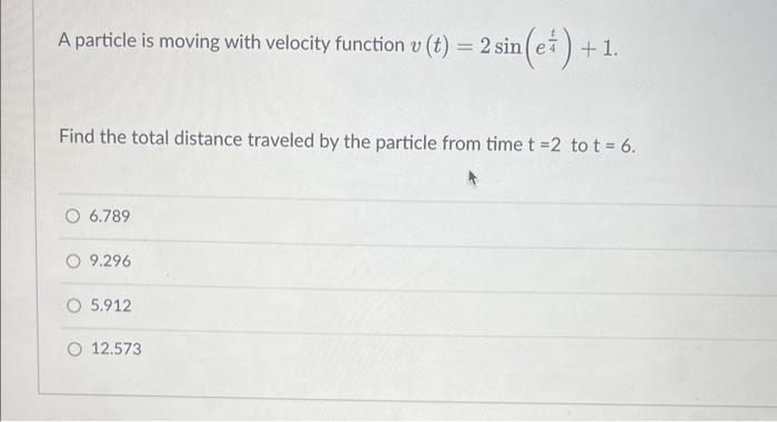 Solved A particle is moving with velocity function | Chegg.com
