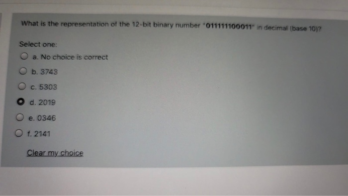 Solved What is the representation of the 12-bit binary | Chegg.com