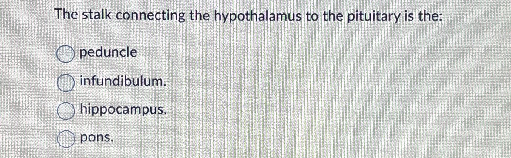 Solved The stalk connecting the hypothalamus to the | Chegg.com