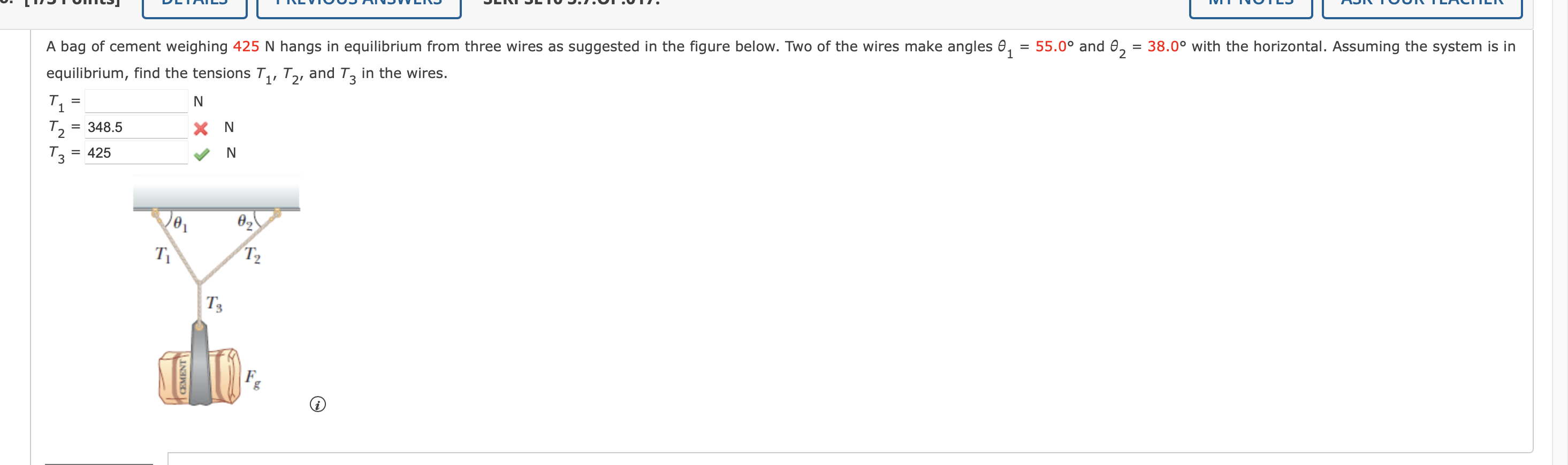 Solved equilibrium, find the tensions T1,T2, ﻿and T3 ﻿in the | Chegg.com
