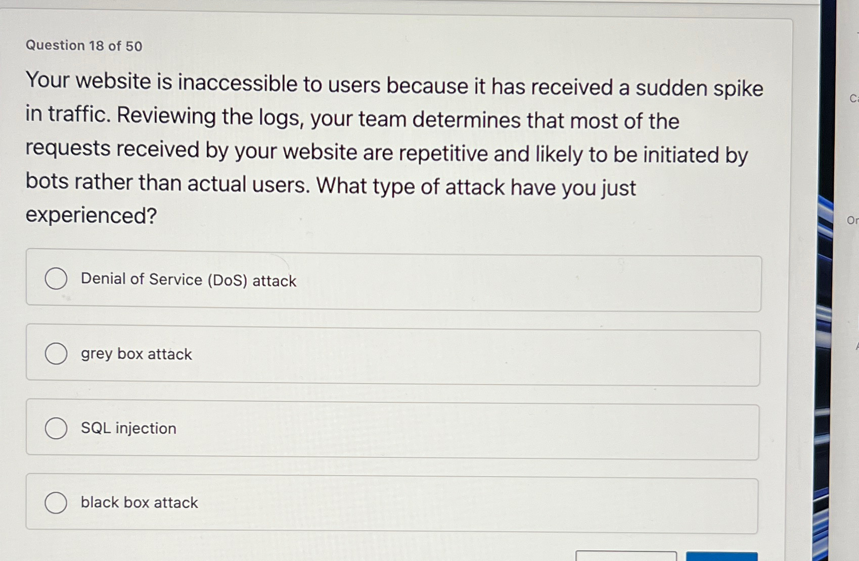 Solved Question 18 ﻿of 50Your website is inaccessible to | Chegg.com