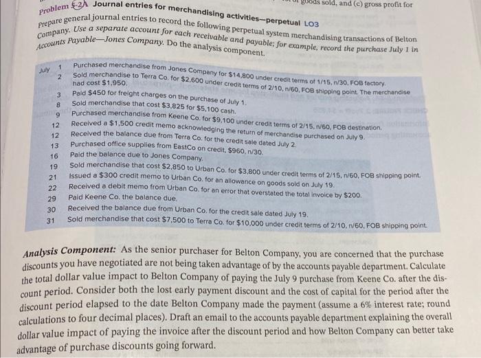 Solved problem :-2) Journal entries for merchandising | Chegg.com