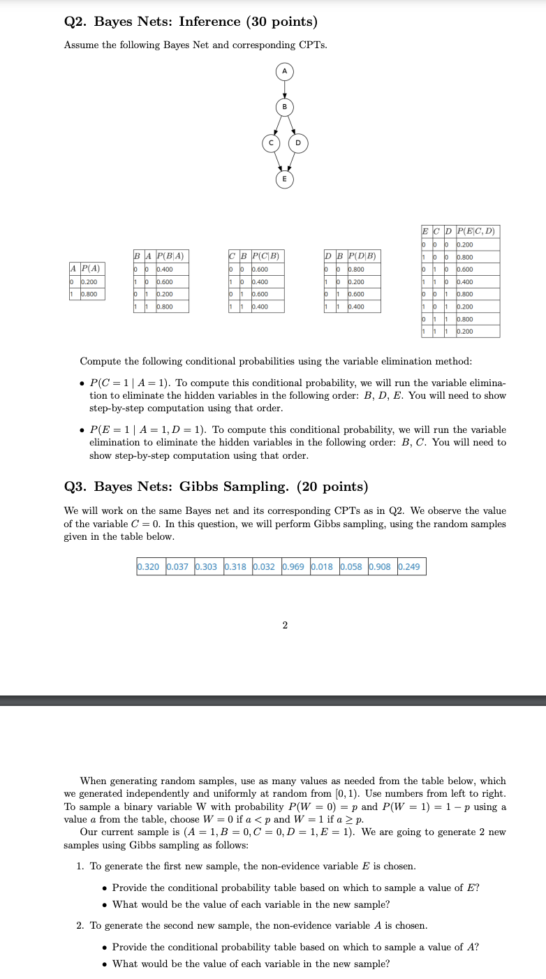 Solved **Please ﻿only do Q3 ﻿regarding Gibbs Sampling, Q3 | Chegg.com