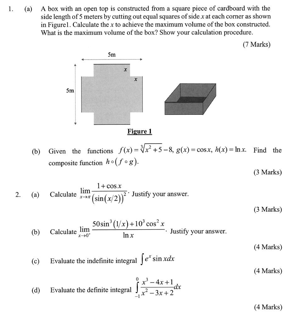 Solved (a) ﻿A box with an open top is constructed from a | Chegg.com