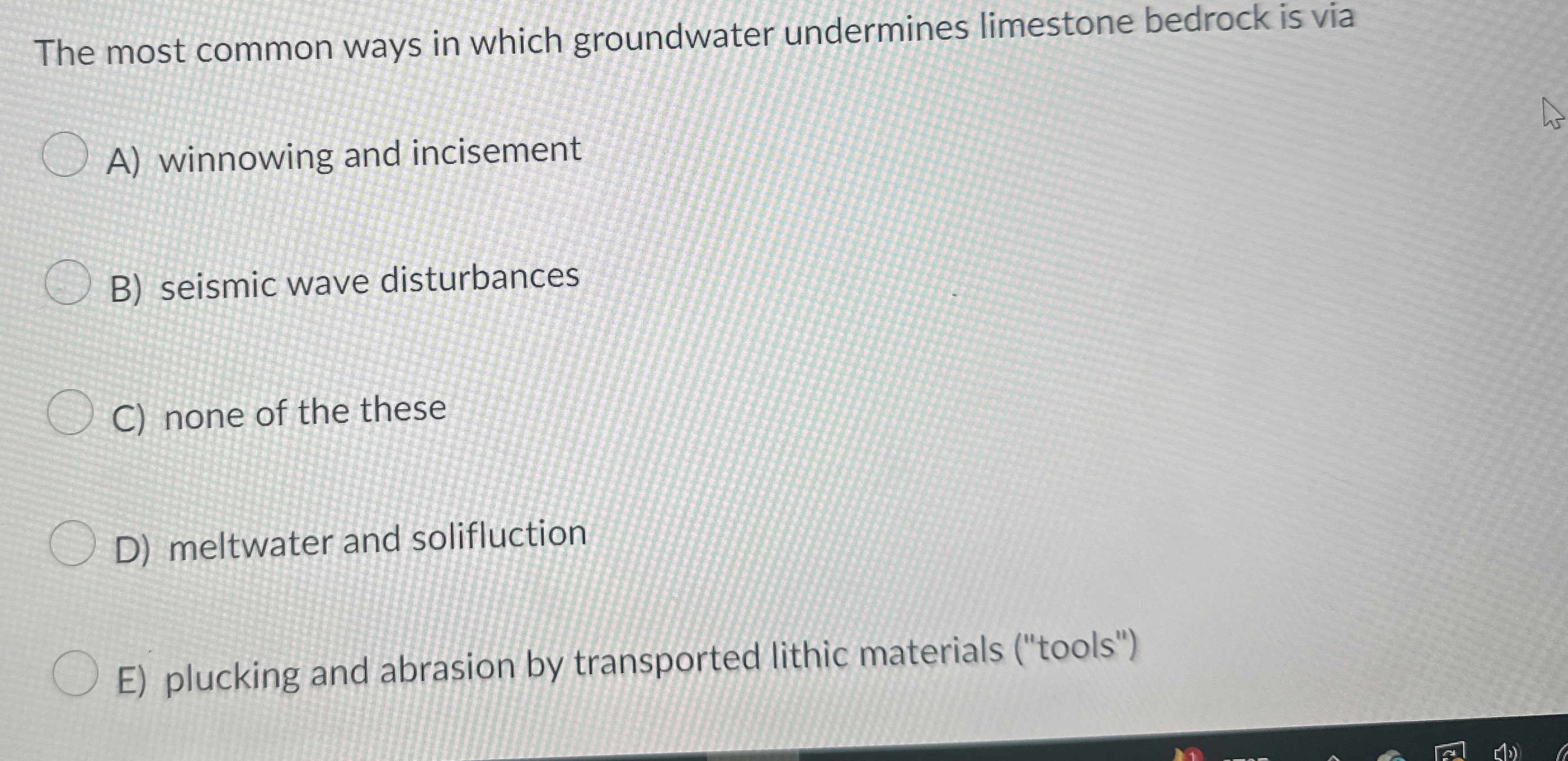 Solved The most common ways in which groundwater undermines | Chegg.com