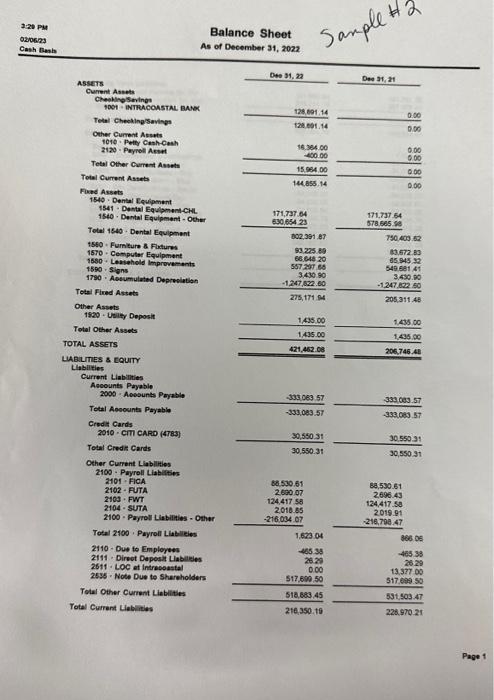Solved Use the attached set of client financial statements, | Chegg.com