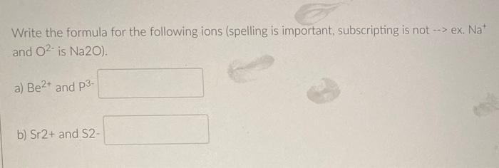 Solved Write the formula for the following ions (spelling is | Chegg.com