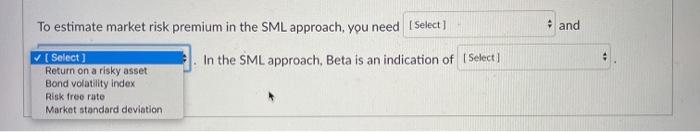 Solved and To estimate market risk premium in the SML | Chegg.com