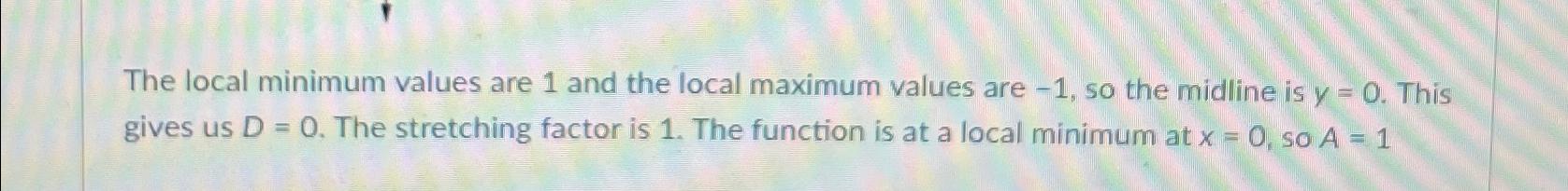 Solved The local minimum values are 1 ﻿and the local maximum | Chegg.com