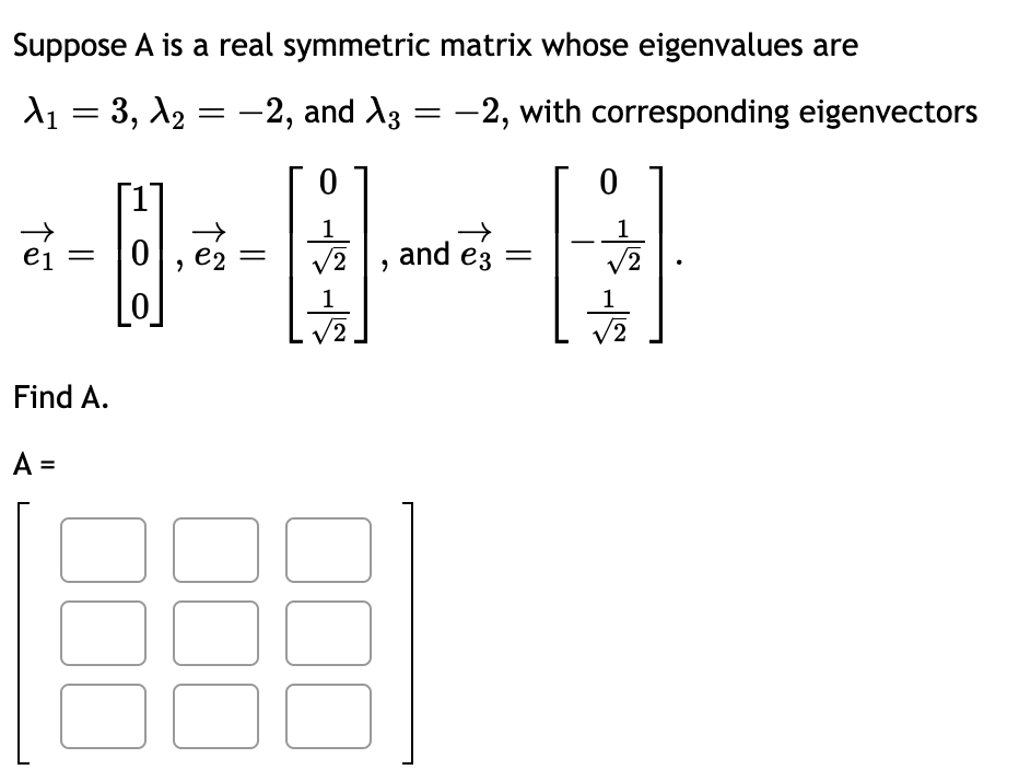 Solved Suppose A is A Real Symmetric Matrix Whose