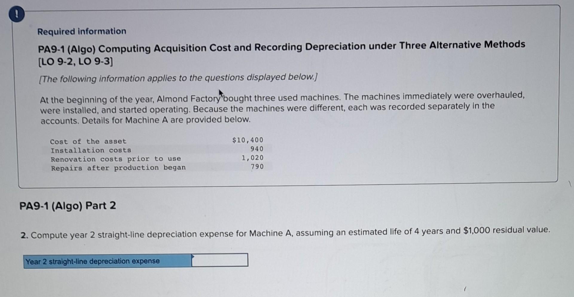 Solved Required information PA9-1 (Algo) Computing | Chegg.com