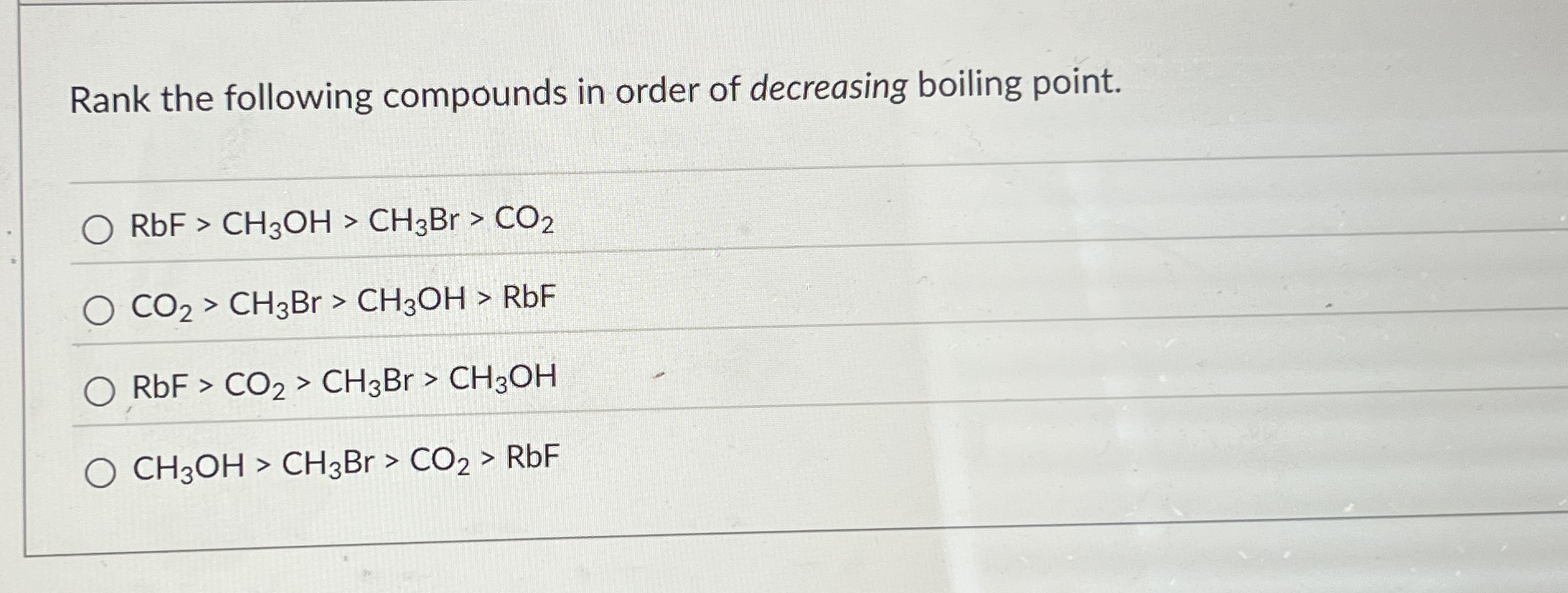 Solved Rank the following compounds in order of decreasing | Chegg.com