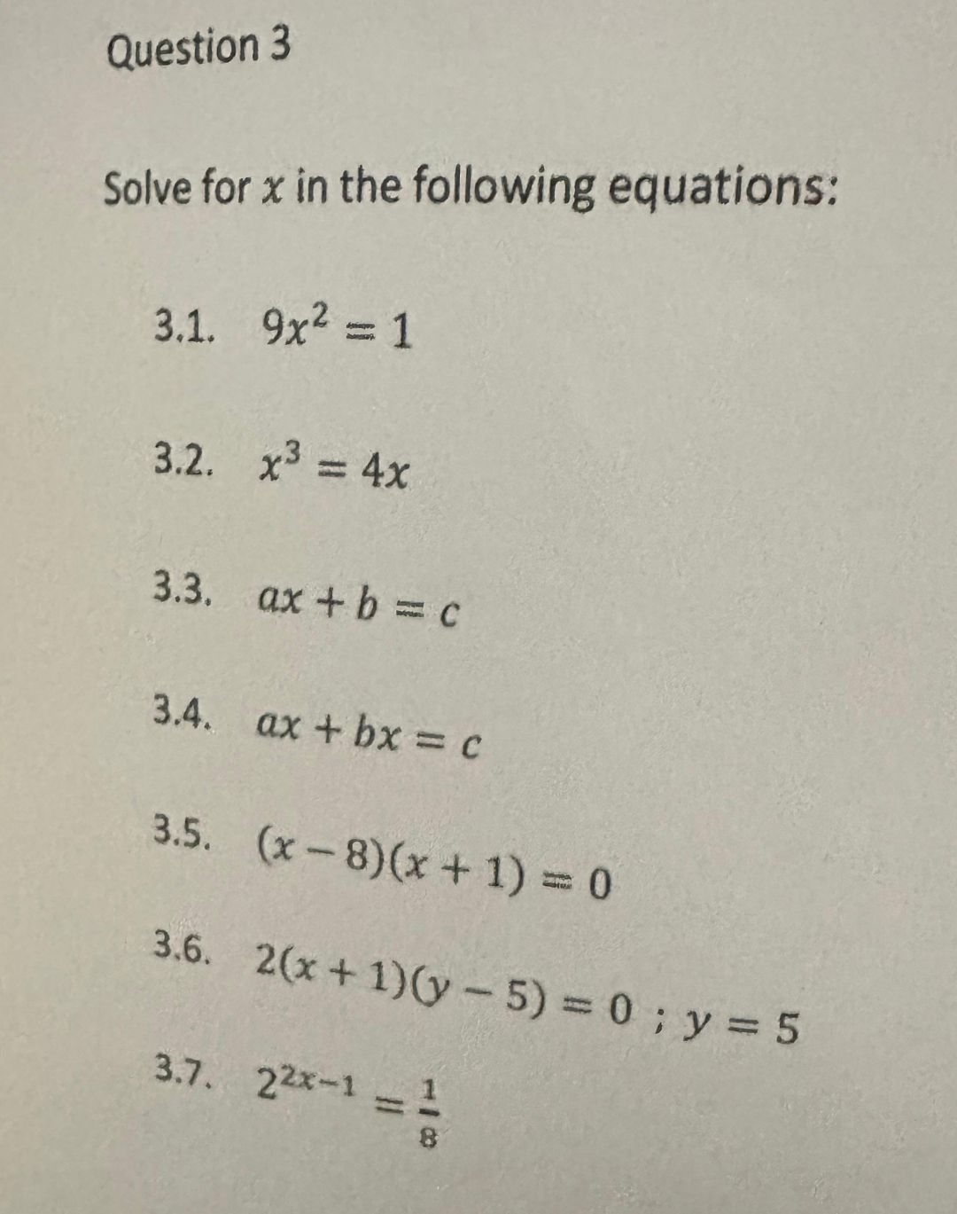 Solved Question 3Solve for x ﻿in the following | Chegg.com