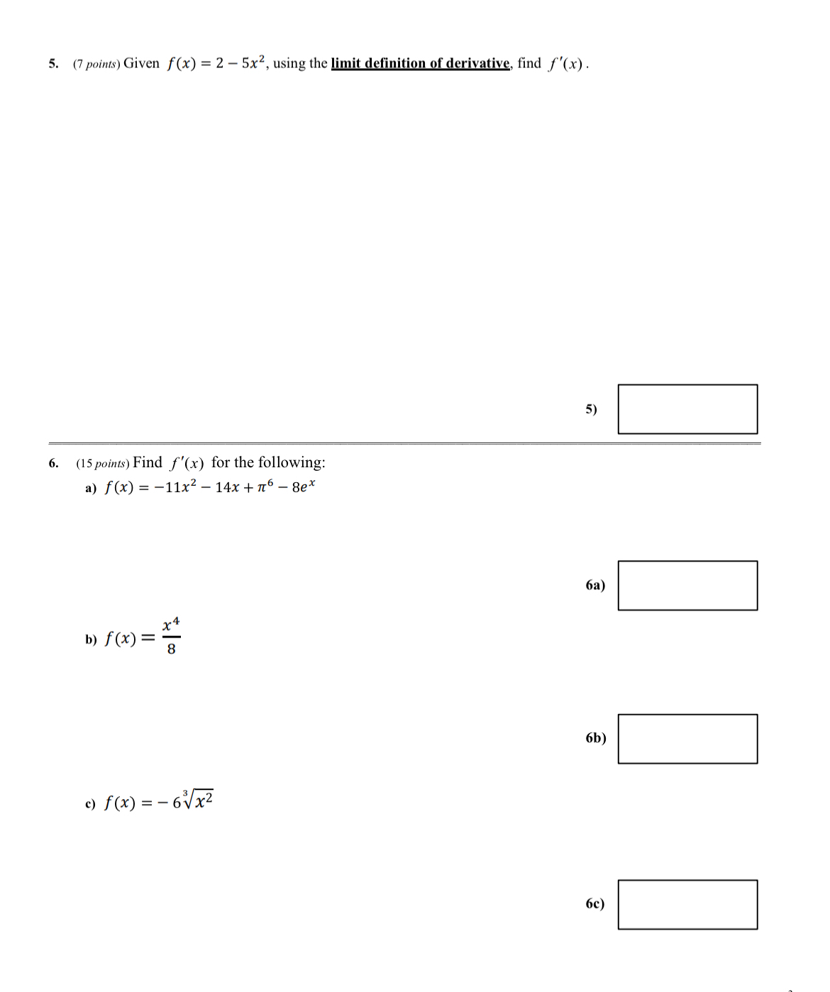 Solved SHOW ALL YOUR WORK!!Given f(x)=2-5x2, ﻿using the | Chegg.com