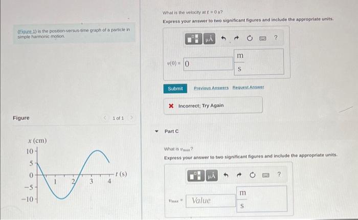 Solved What is the velocity at t=0 s ? Express your answer | Chegg.com