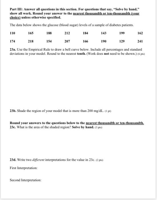 Solved Part III: Answer all questions in this section. For | Chegg.com Solved Part III: Answer all questions in this section. For | Chegg.com