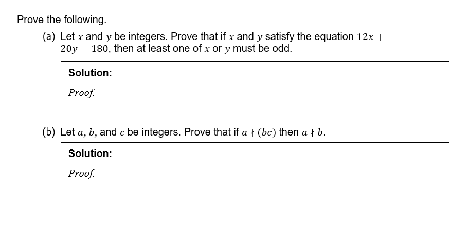 Solved Prove the following.(a) ﻿Let x ﻿and y ﻿be integers. | Chegg.com