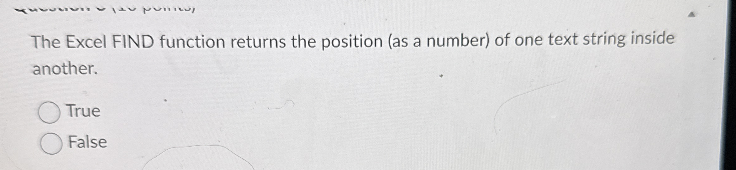 Solved The Excel Find Function Returns The Position As A