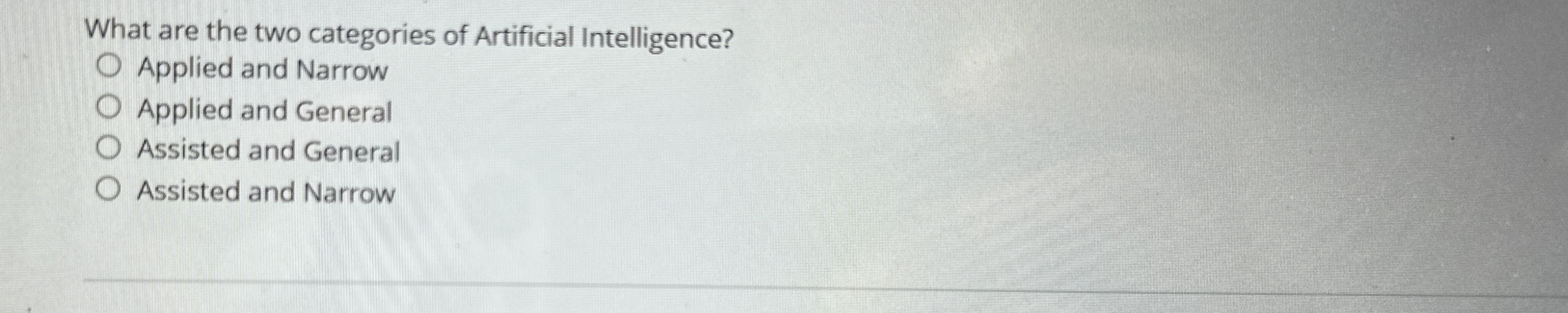 Solved What are the two categories of Artificial | Chegg.com