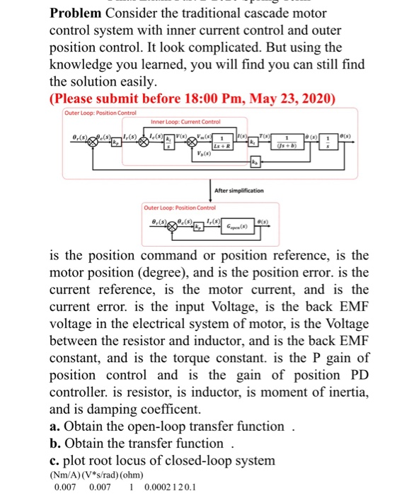 Solved Problem Consider the traditional cascade motor | Chegg.com
