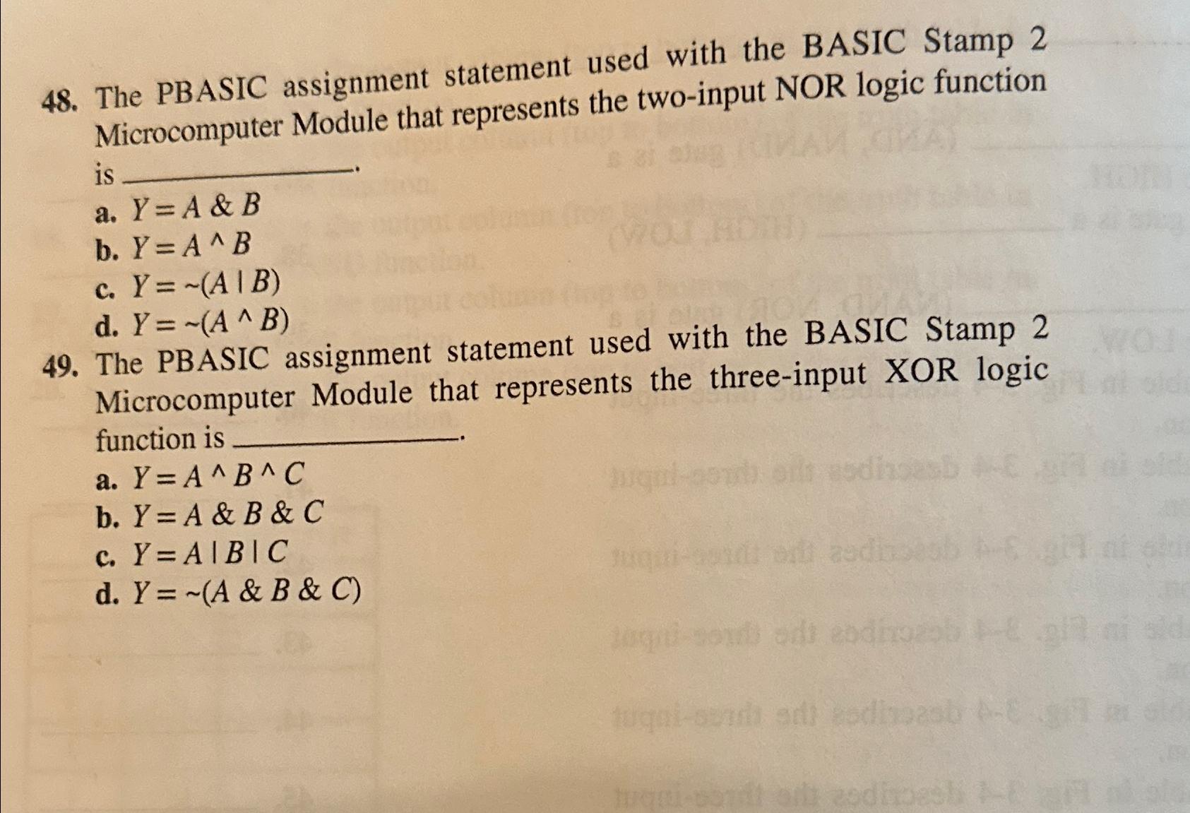 Solved The PBASIC assignment statement used with the BASIC | Chegg.com