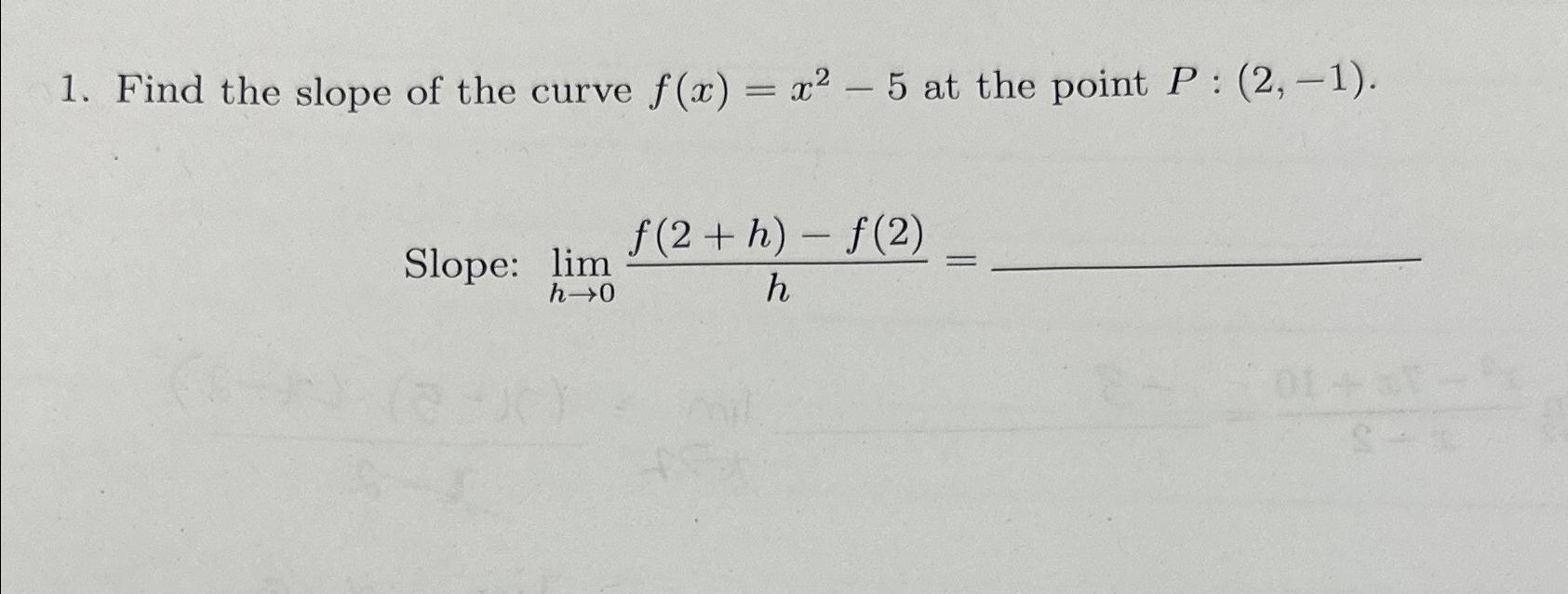 Solved Find the slope of the curve f(x)=x2-5 ﻿at the point | Chegg.com
