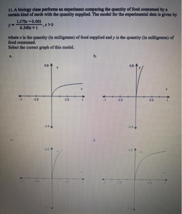 Solved 11. A biology class performs an experiment comparing | Chegg.com