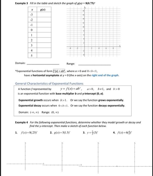 Solved Section 2.3 Exponential Functions Notes and Practice | Chegg.com