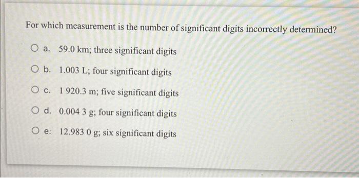 Solved For which measurement is the number of significant | Chegg.com