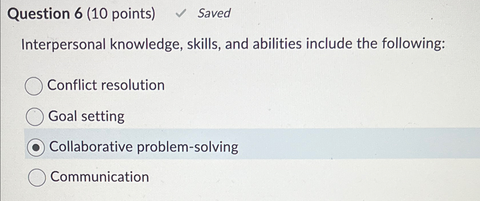 Solved Question 6 (10 ﻿points) ﻿SavedInterpersonal | Chegg.com