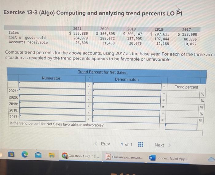 Solved Exercise 13-3 (Algo) Computing and analyzing trend | Chegg.com