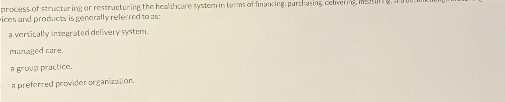 Solved process of structuring or restructuring the | Chegg.com