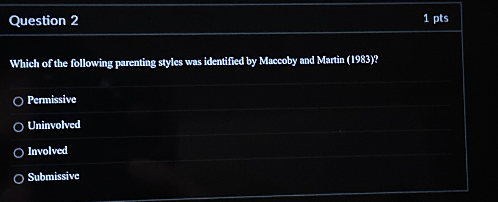 Solved Question 21 ﻿ptsWhich of the following parenting | Chegg.com