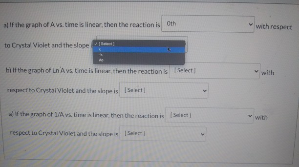 Solved a) If the graph of A vs. time is linear, then the | Chegg.com