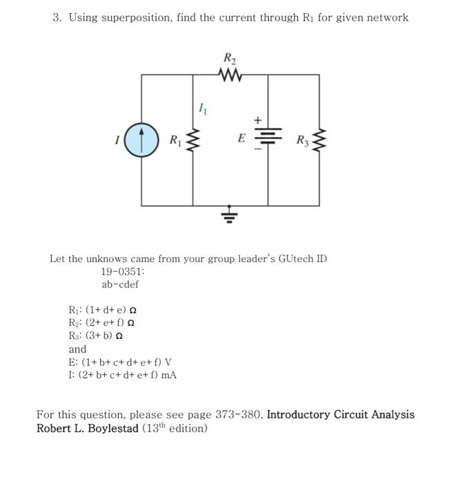 Solved 3. Using superposition, find the current through Ri | Chegg.com