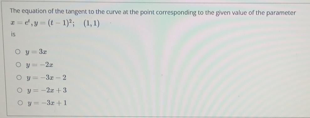 Solved The equation of the tangent to the curve at the point | Chegg.com