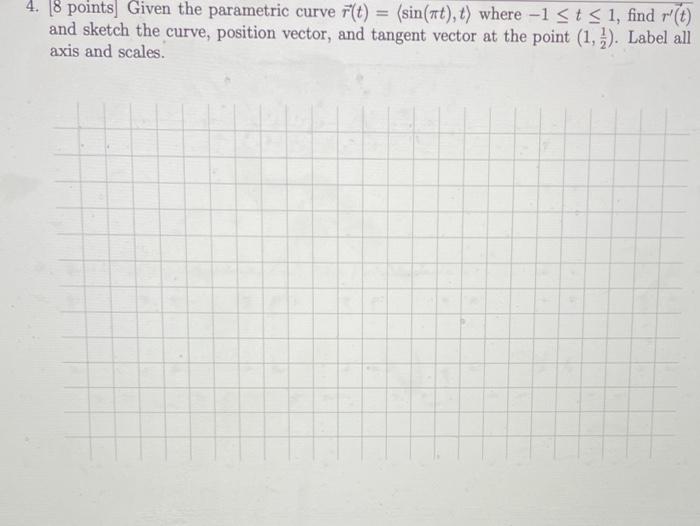 Solved 4. [8 points] Given the parametric curve | Chegg.com