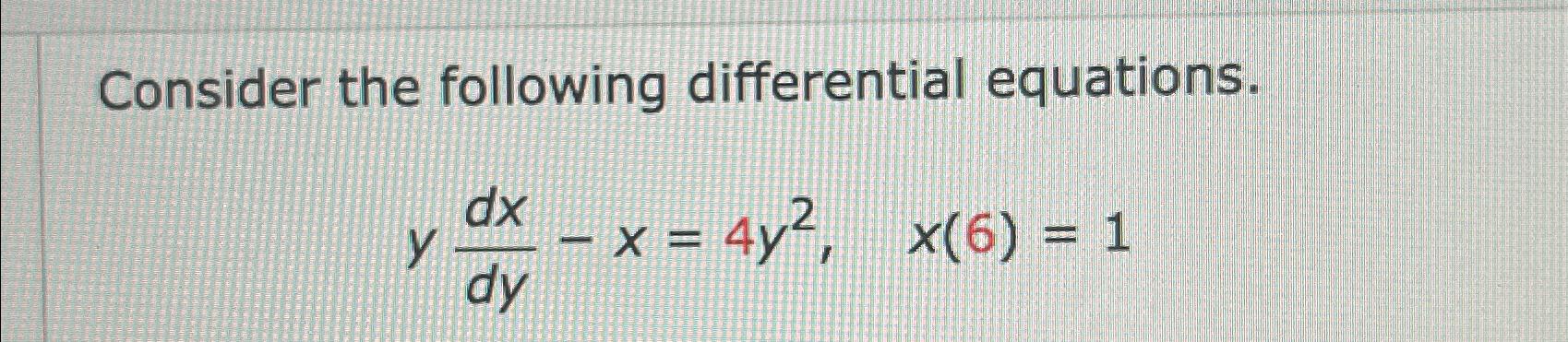 Solved Consider the following differential | Chegg.com